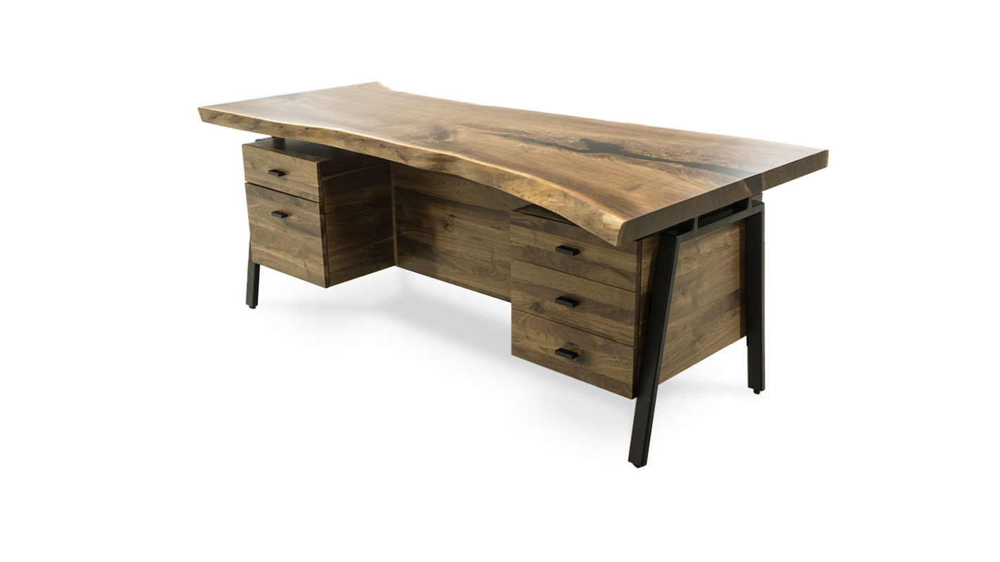 1123 Walnut Live Edge Floating Top Desk 80" x 36" – Created Hardwood