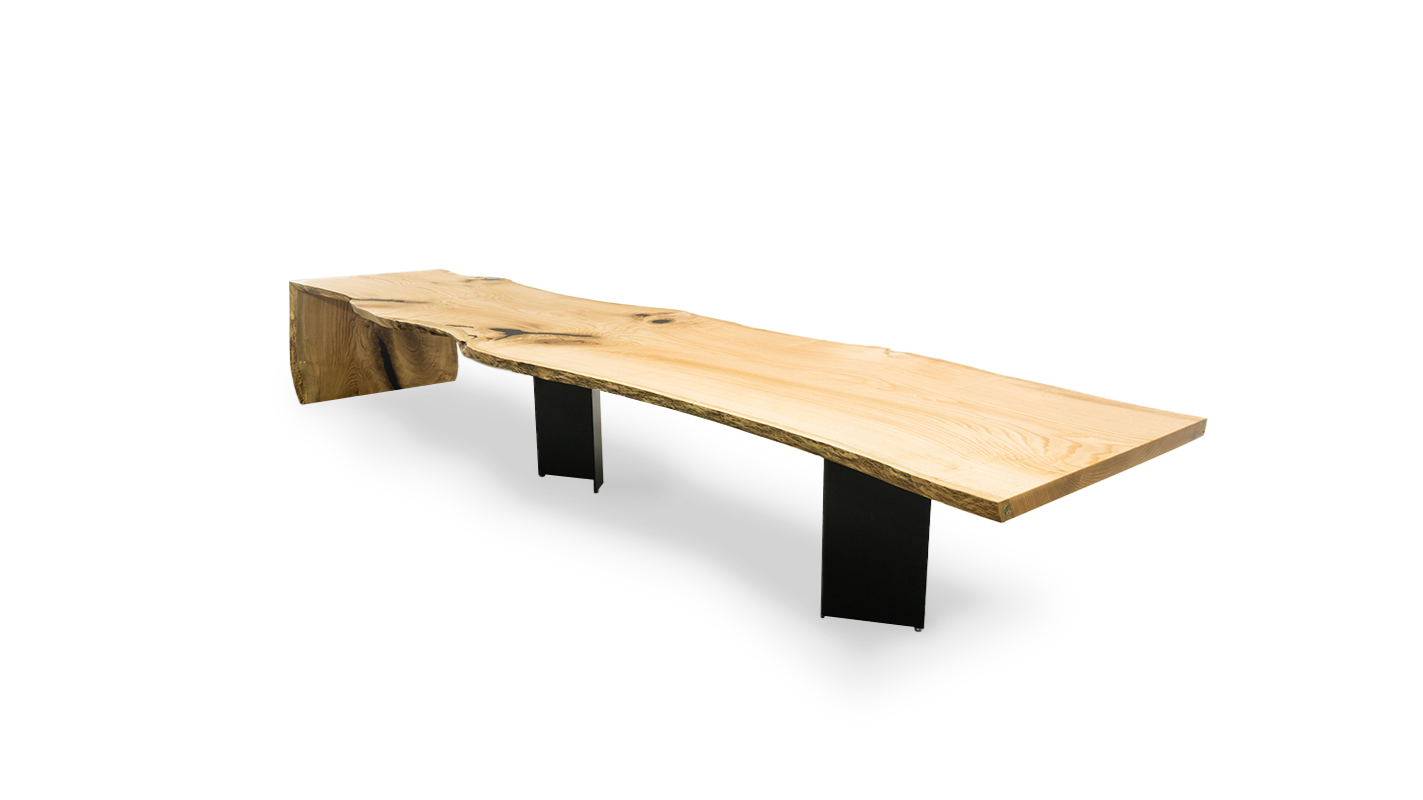 1207 Oak Live Edge Single Waterfall Table 168" x 40" – Created Hardwood