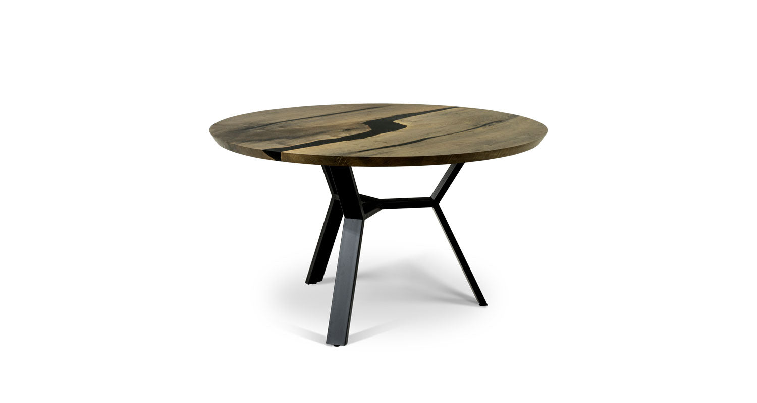 1138 Ebonized Maple Inverted Edge Round Table 48” D – Created Hardwood