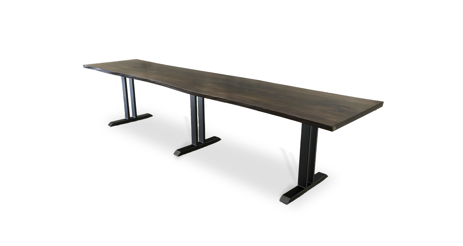 1009 Stained Poplar Live Edge Communal Table 136" x 30" – Created Hardwood