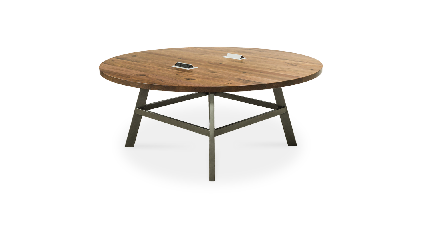 1006 Unity Walnut Round Conference Table 72" D – Created Hardwood