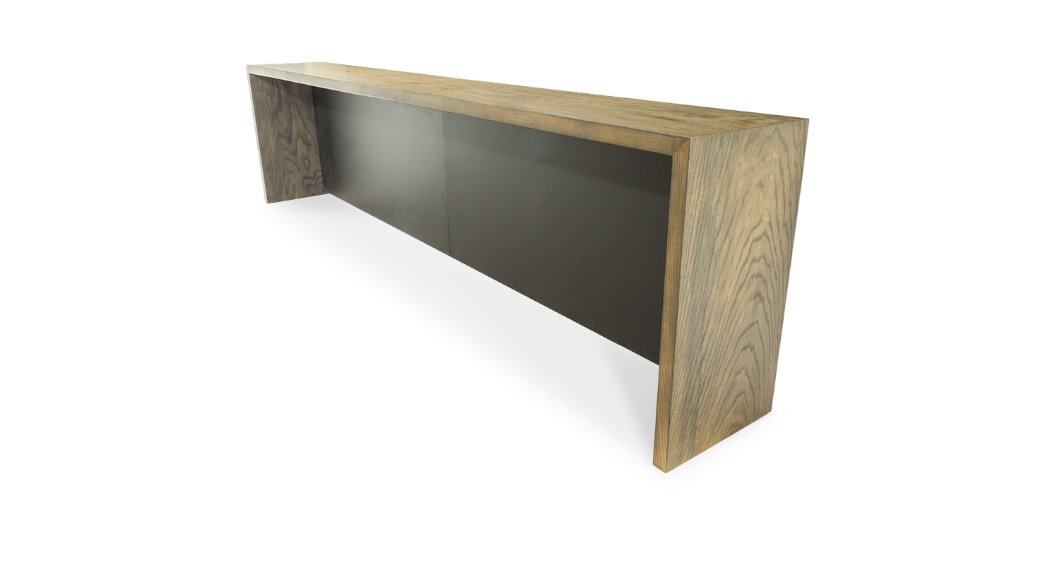 1015 Stained Oak Straight Edge Waterfall Table 147" x 24" – Created ...