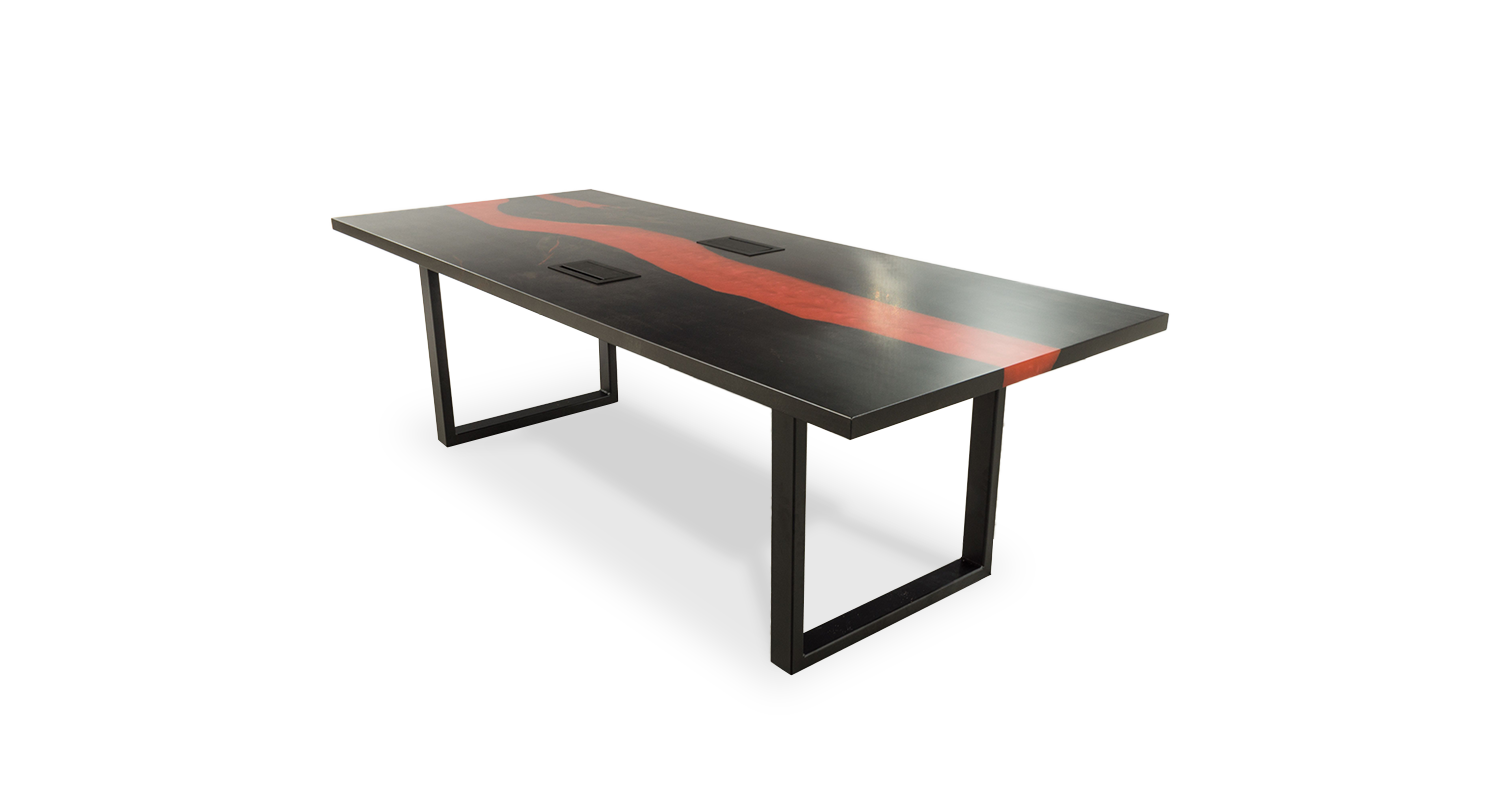 1007 Stained Maple Straight Edge River Table 96" x 40" – Created Hardwood