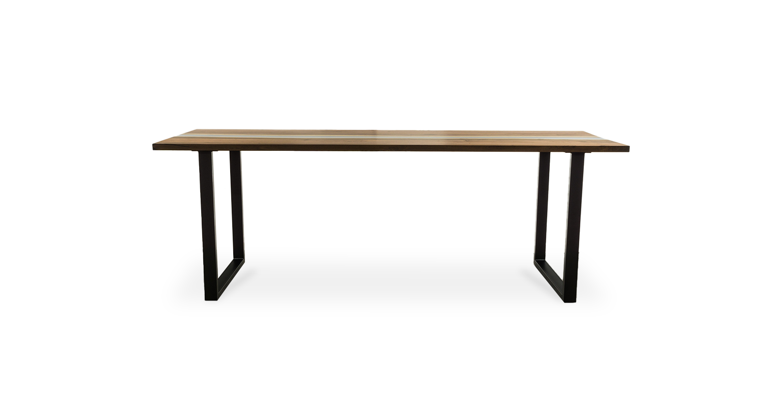 1058 Walnut Straight Edge Bar Table with Smoke Epoxy River 108" x 36 ...